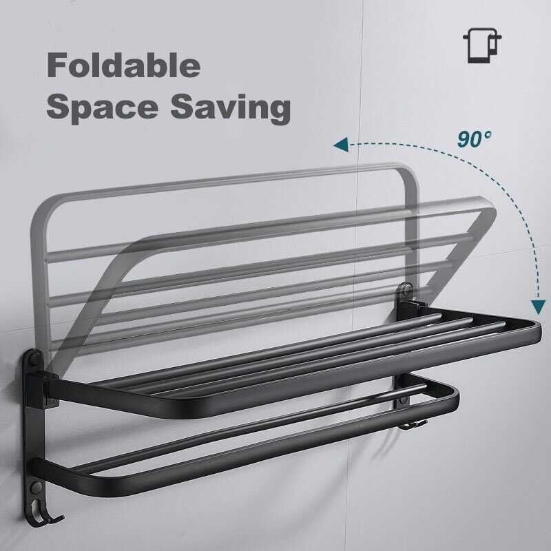 LY DIODIY Free PuncHing Towel RAck Folding Holder GAmit Ang Hook SpAce ...