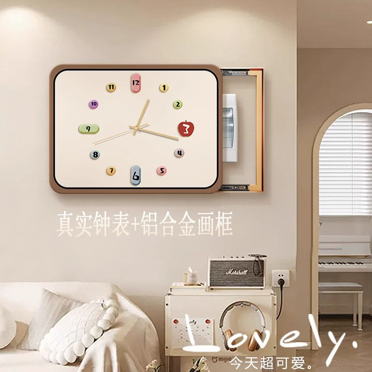 Cream Style Living Room Meter Box Decorative Painting With Clock Table ...