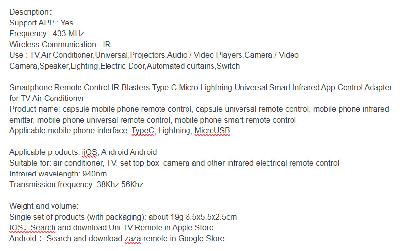 Smartphone Remote Control IR Transmitter Android IOS Universal ...