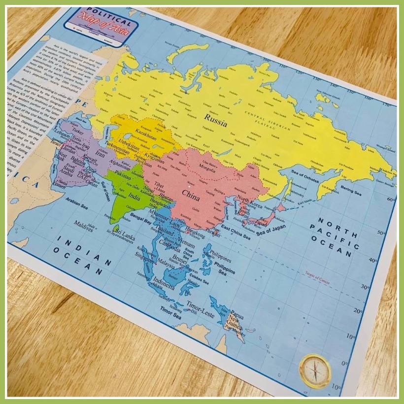 5PCS Posters - World Map, Asia Map, Philippine Map - Philippines, Asian ...