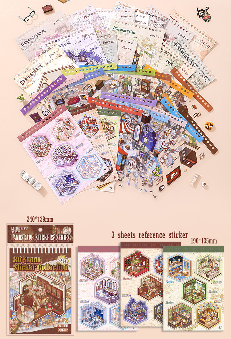 ENWEI 30 Pcs [Landscape Stickers Collection Book Series] 3D Waterproof ...