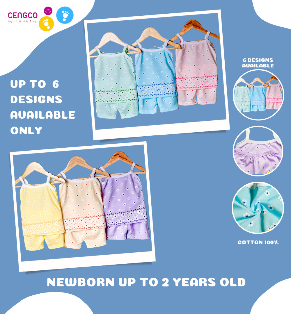 3 Pairs Terno For Baby Girls Clothing Set Pure Cotton Sando Short Non ...