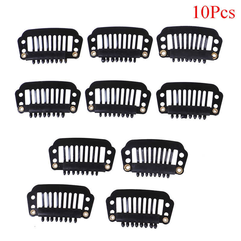 BELLE 10/100 Toupee Wig Snap Clips W/ Rubber Back Hair Extension Black ...