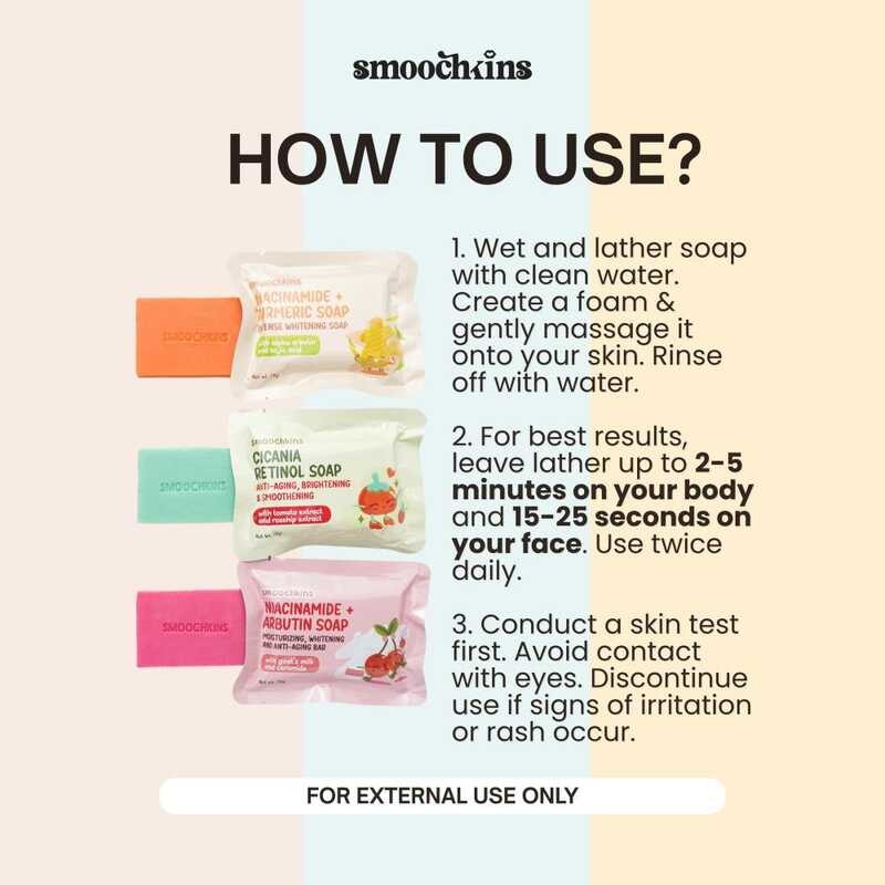 Smoochkins Cicania Retinol Turmeric Soap, Niacinamide + Arbutin Soap ...