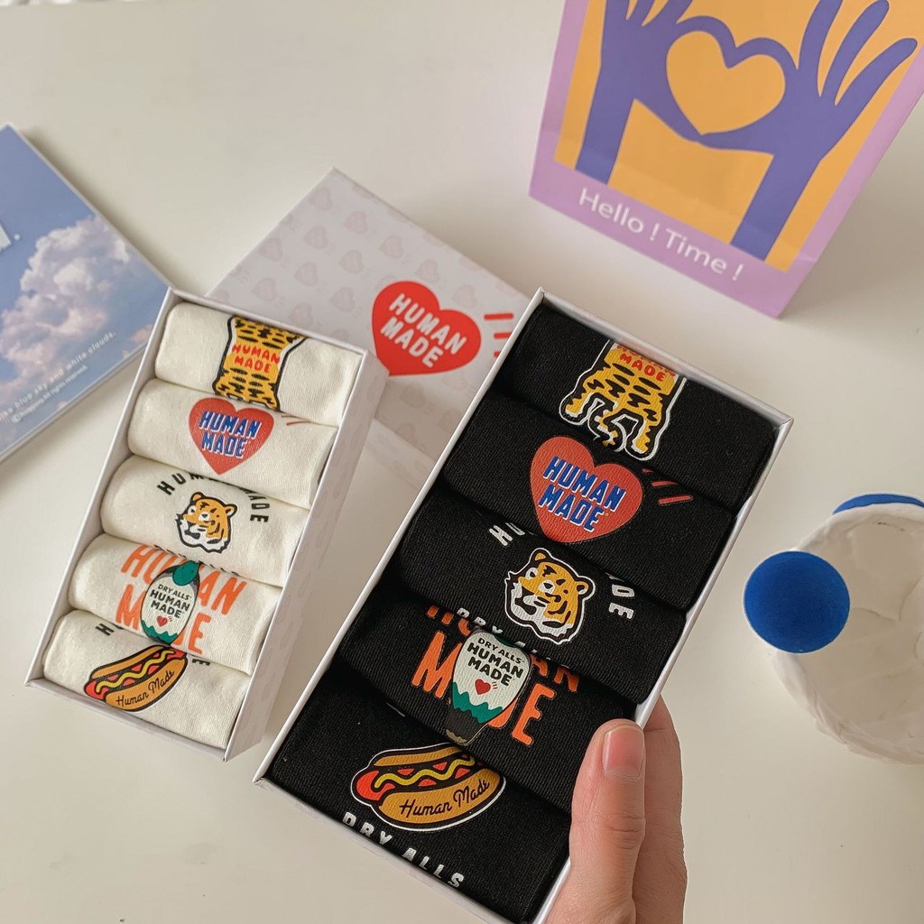 HUMAN MADE Printed Gift Box Street Trendy Socks Tiger Head Love Duck ...