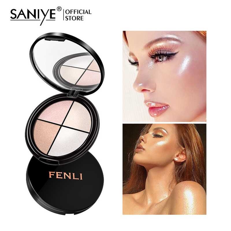 4 In 1 Glitter Long Lasting Fine Powder Highlight Eyeshadow Palette ...