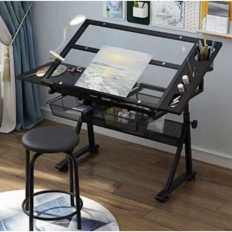 8A6 Artist Loft Glass Top Adjustable Drawing Table, Drafting Toughened ...
