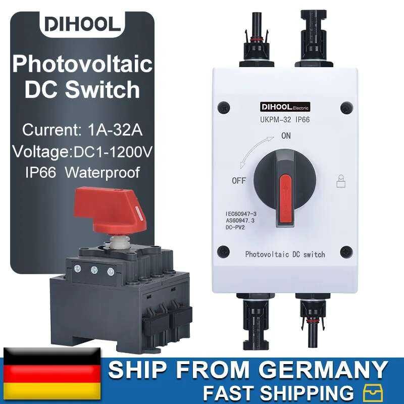 A Solar System DC Disconnect Switch Ip66 32A Waterproof Outdoor Dc1200v ...