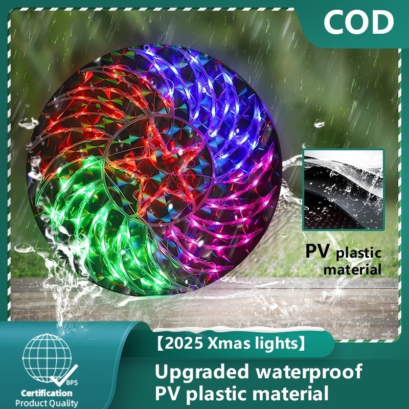 Parol Christmas Decor Solar LED Light Waterproof Tricolor Lamp with 8 ...