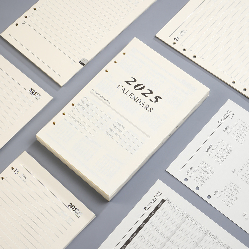 2025 A5 Loose Leaf Notebook Refill Spiral Binder Inner Page Weekly ...