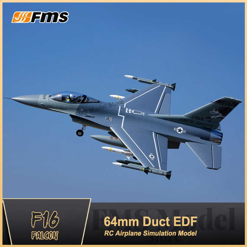 64Mm F-16 Fms F16 V2 Falcon Fighter Jet Edf Simulated Aircraft Model RC ...