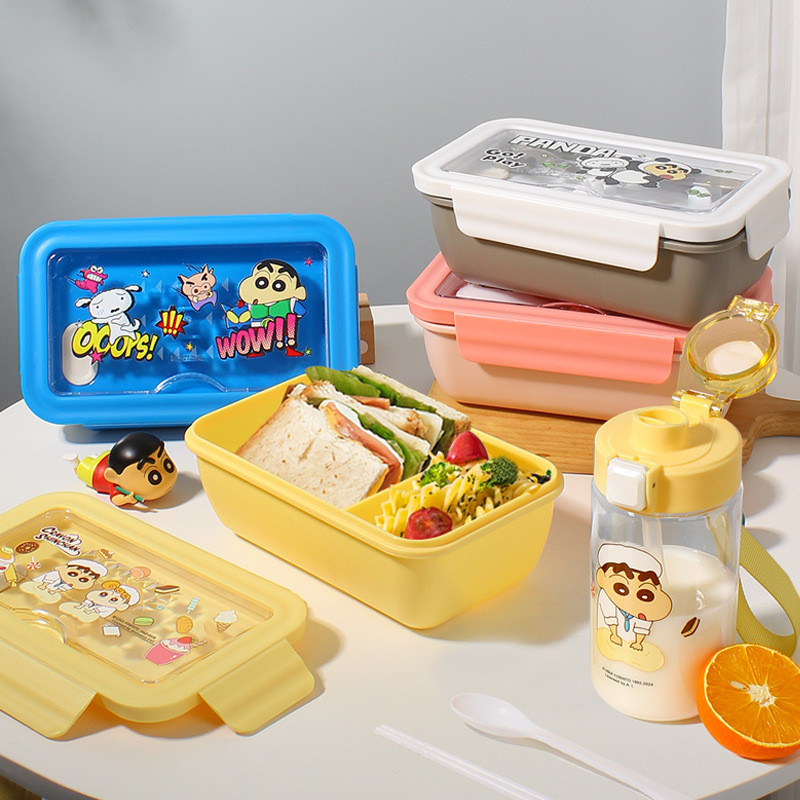Crayon Shin Chan Two Grid Lunch Box for Office Workers with Tableware ...