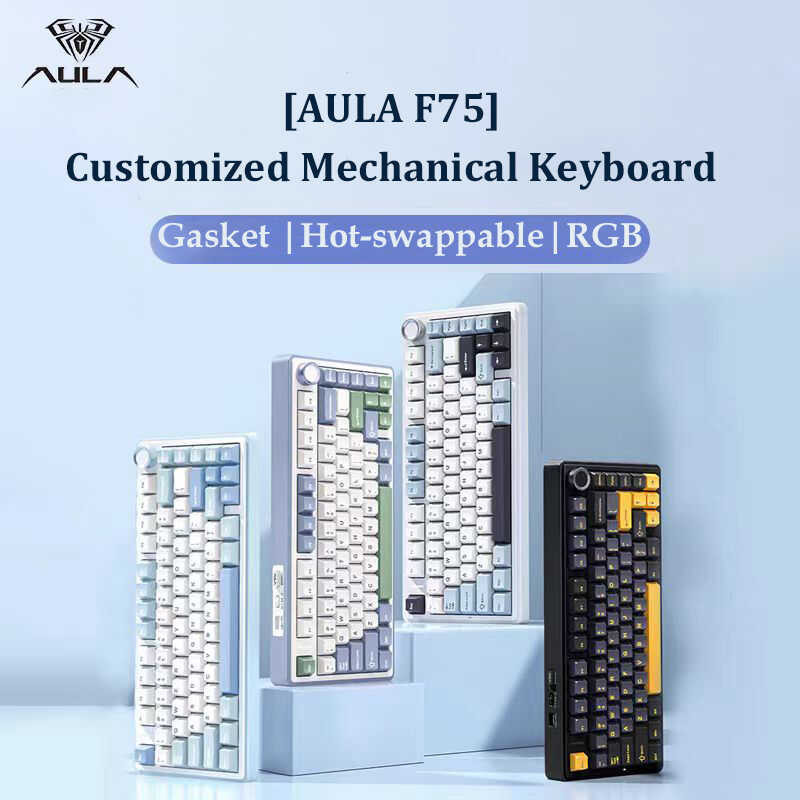 80 AULA Keys 2.4G/Bluetooth/Wired Tri-Mode Hotswap RGB Backlit 3/5Pin ...