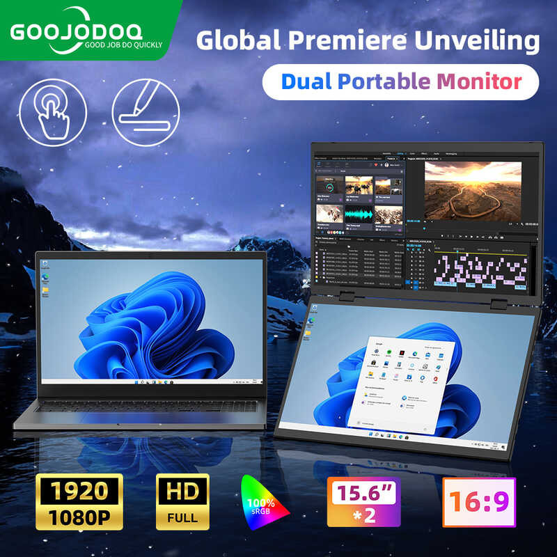 15.6 Inch GOOJODOQ Touch Screen Monitor Portable Foldable 1920 Ix1080p ...