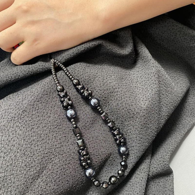High Quality Black Bear Beaded Mobile Phone Chain Wrist Strap Handmade ...