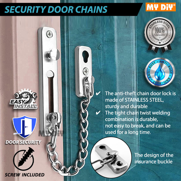 MYDIYHOMEDEPOTDEPOT - SECURITY STAINLESS STEEL DOOR CHAIN LOCK / KUNCI ...