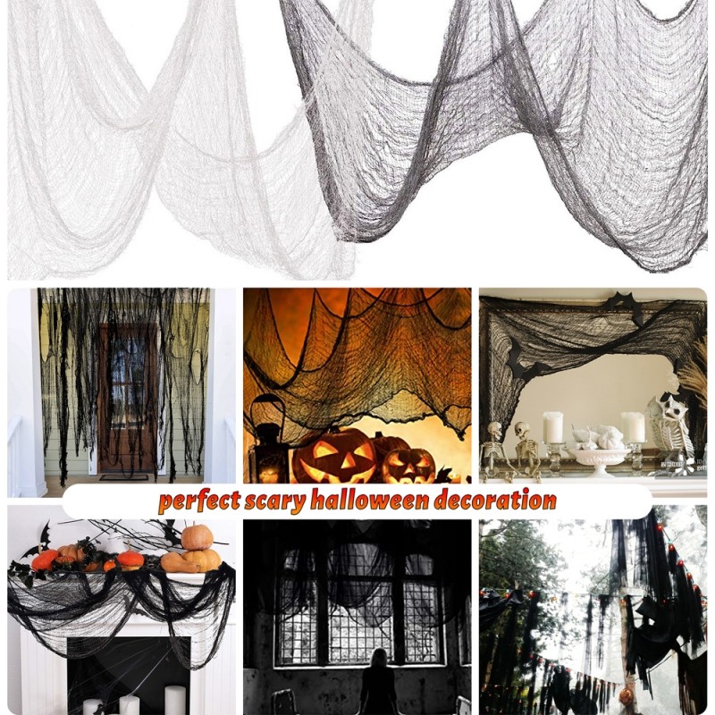 Horror Black Gauze Artificial Spider Web Haunted House Halloween Party ...