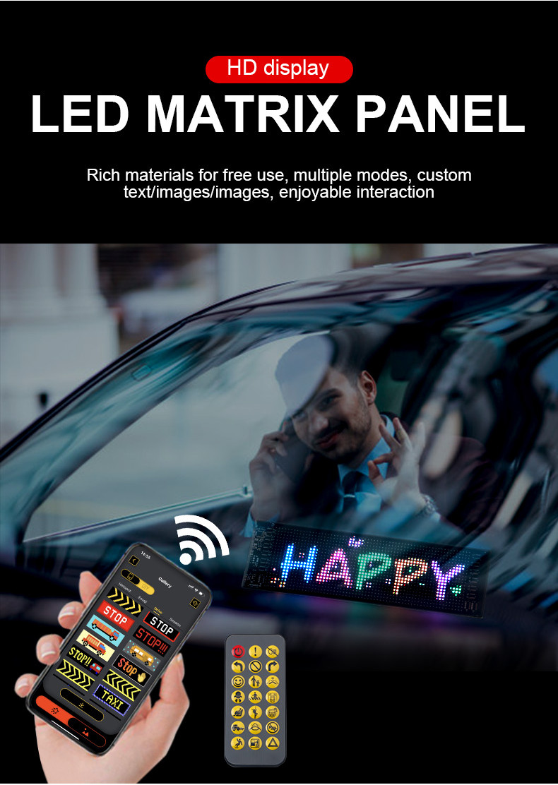 5V USB LED Matrix Pixel Panel with App Remote Control Multilingual Led ...