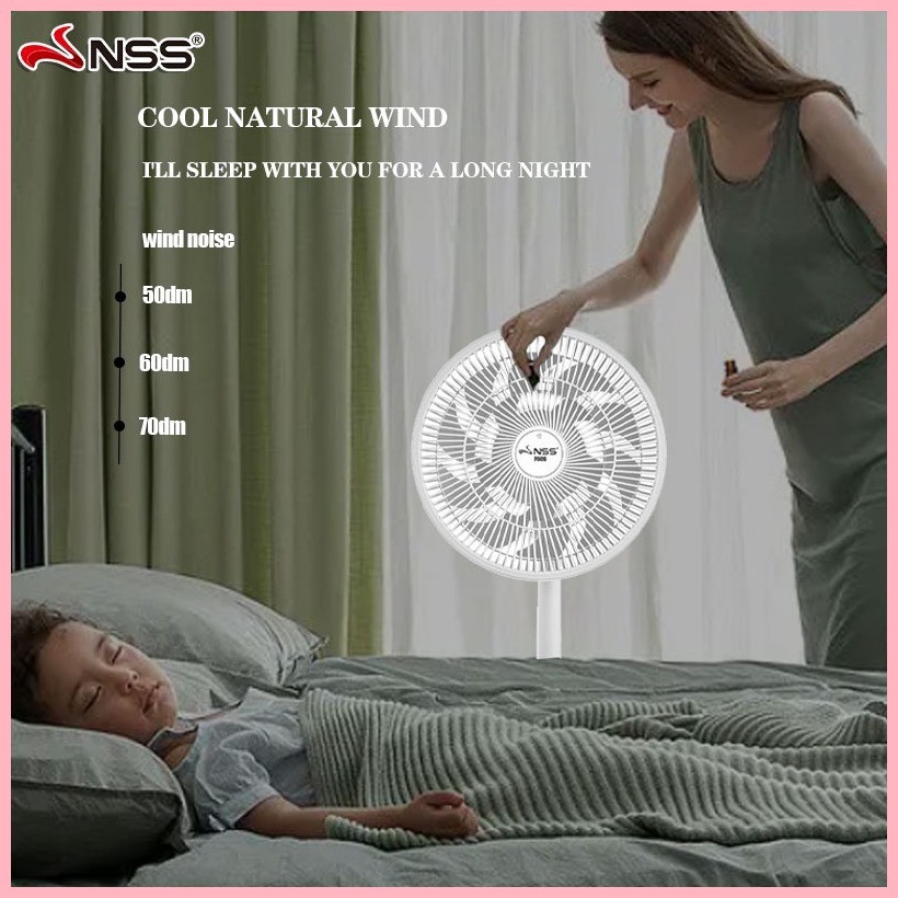 NSS 14'' Electric Fan Household Stand Fan 3 Speed Double Airfoil Blade ...