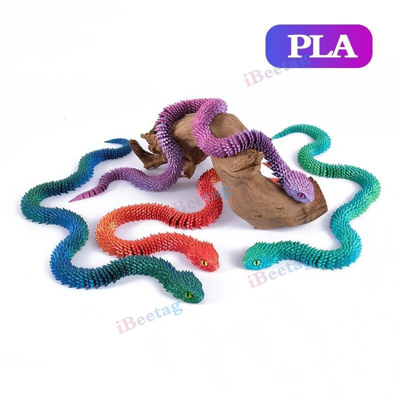 3D Printed Snake Flexible Joint Movable Articulated Snake Figurine Toy ...