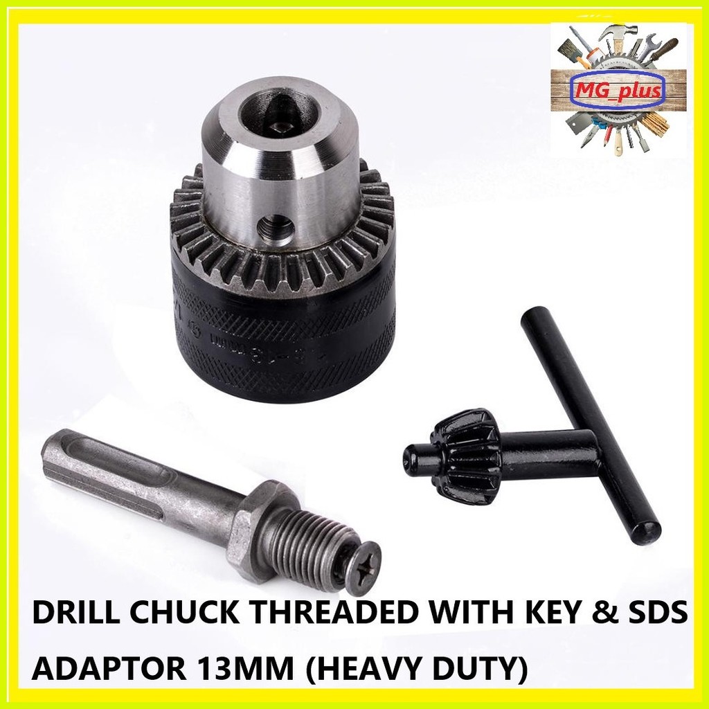 DRILL CHUCK THREADED WITH KEY & SDS ADAPTOR 13MM (HEAVY DUTY) | Shopee ...
