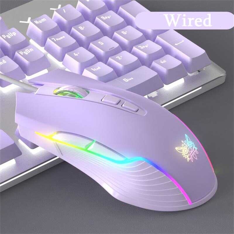 USB Wired Gaming Mouse Pink Purple Girl Gamer Mice Ergonomic 6400 DPI ...