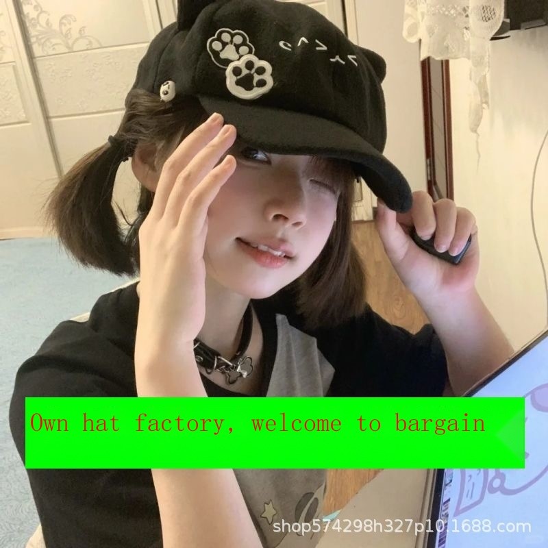 Cat Ear Cap Showing Face Niche Style Baseball Cap Japanese Girl Cute ...