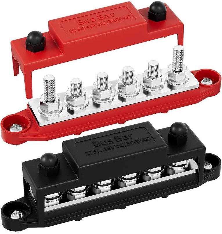RVBOATPAT 275A bus pole 12V distribution block car audio bus 6 x 5/16 inches (M8) terminal stud ...