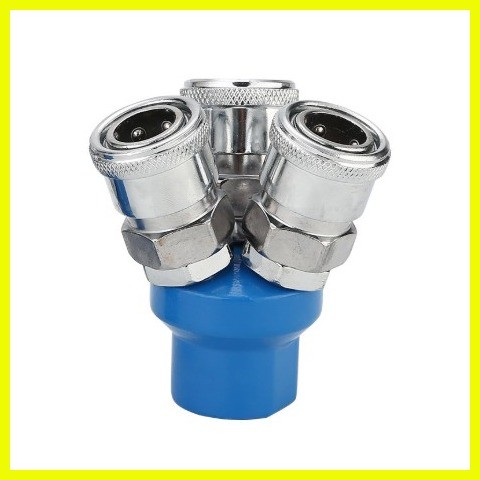 ♀ Power Plus 1/4 Air Compressor Manifold 3 Way Quick Connect Multi Hose ...