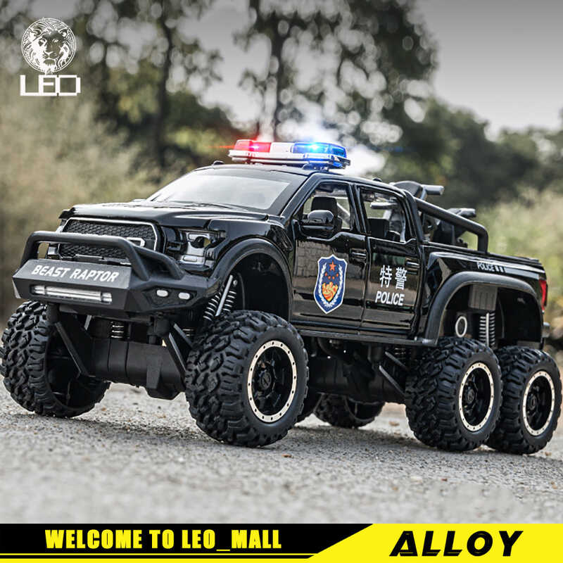 1:28 LEO FORD F-150 RAPTOR Police Car Metal Diecast Alloy Model Truc ...