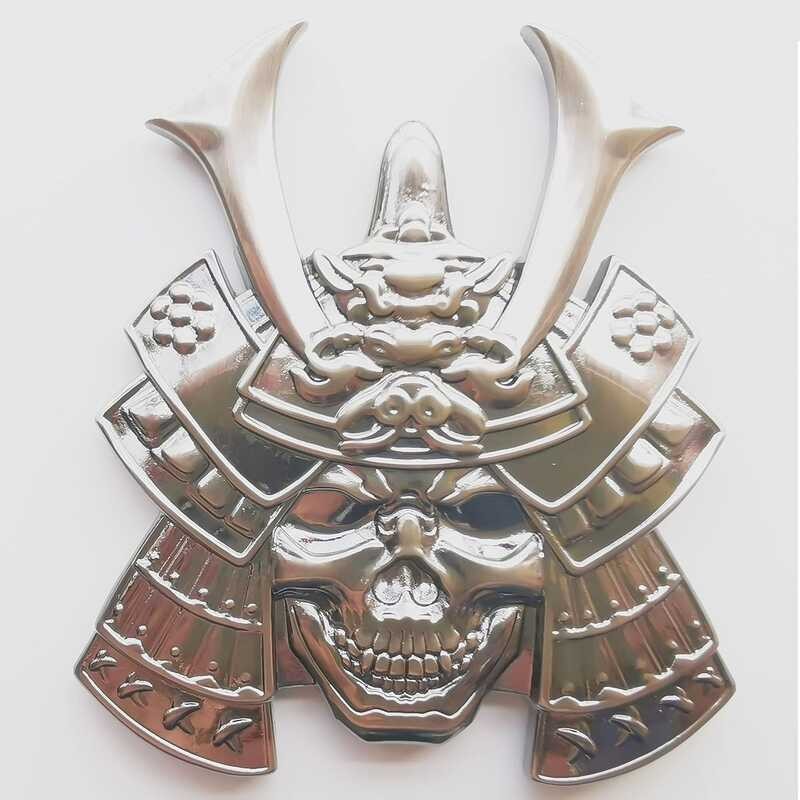 3D Metal MiroSan Emblem Decal Skeleton Kabuto Japanese Samurai Metallic ...