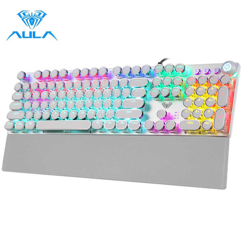 ☀ AULA F2088 Gaming Nical Keyboard 104 Keys Wired Backlit Metal Anti ...