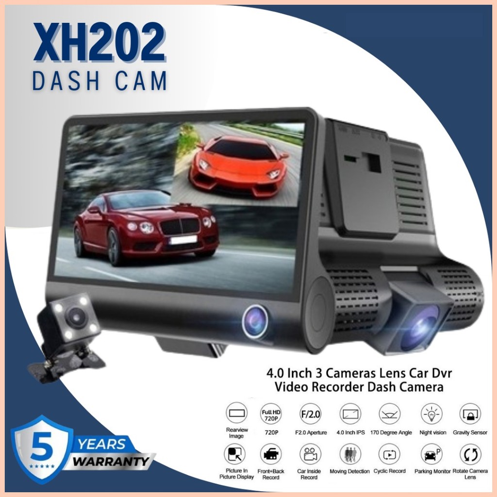 ♣ XH202 3in1 Dash Cam Car Camera DVR HD 1080P 170 Wide Angle Cycle ...