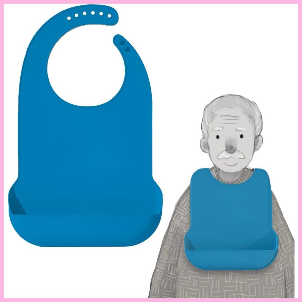 ☣ ☼ Food-grade Silicone Elderly Bib Waterproof Foldable Adult Bib Large ...