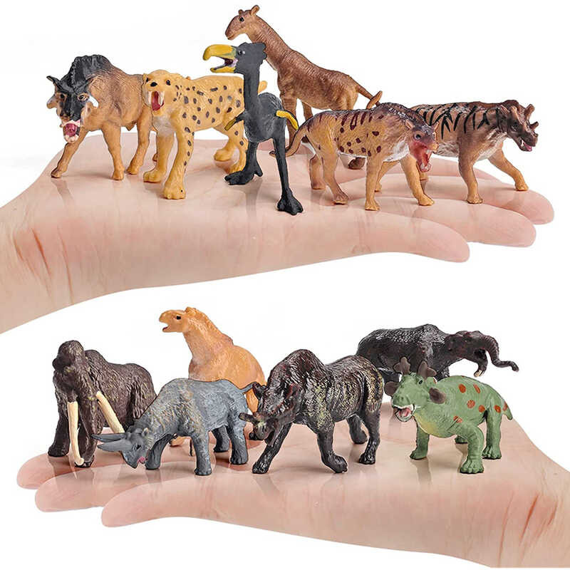 Mini Realistic 18Pcs Prehistoric Animals Toys Mammals Mammoth Smilodon ...