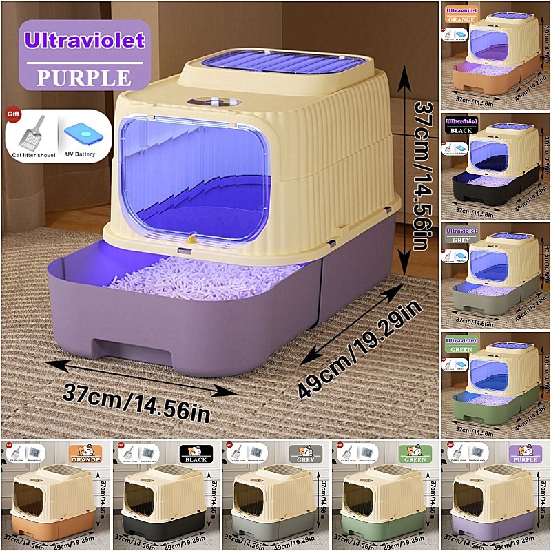 Large Cat Litter Box with UV Sterilization Fully Enclosed Anti ...