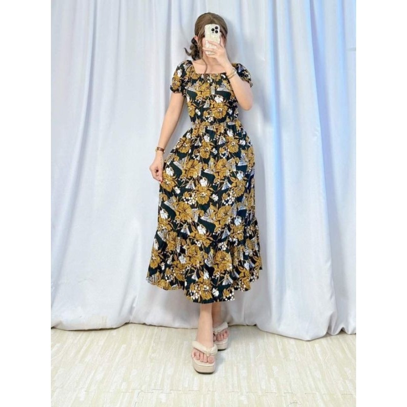 DASHING DUDS Bea sexy back self tie puff sleeves plain maxi dress for ...