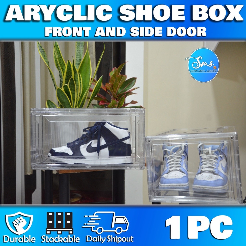 ACRYLIC QUALITY STACKABLE SHOEBOX WITH MAGNETIC FRONT / SIDE DOOR ...
