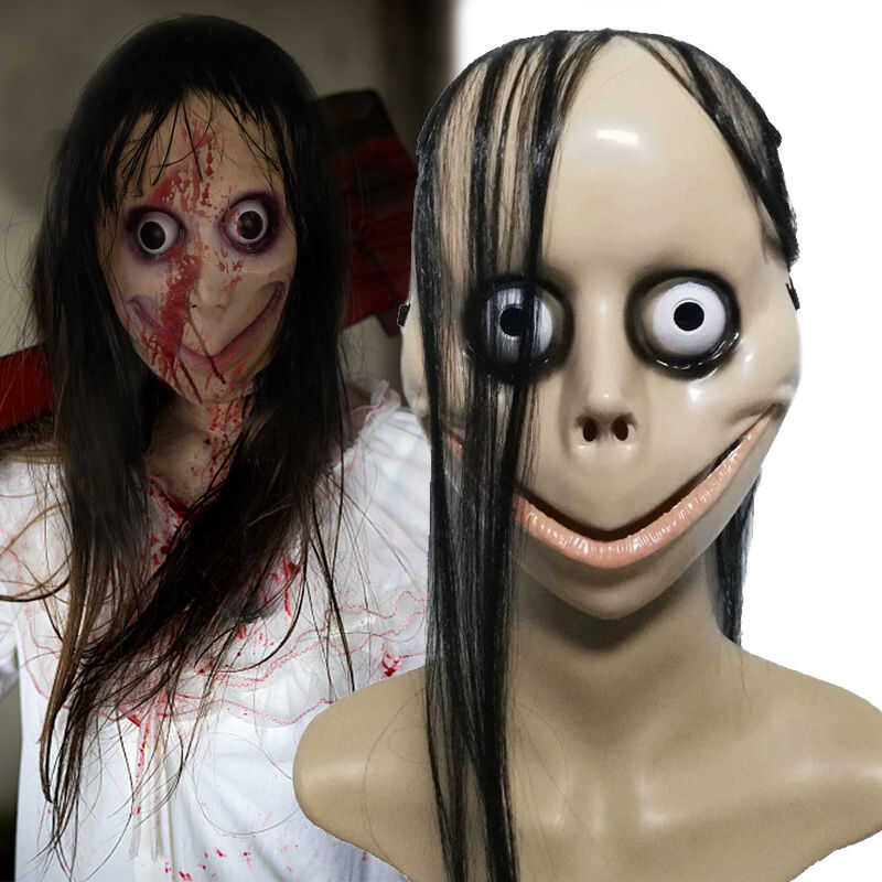 Momo Scary Challenge Meme Games Demon Long Hair Big Eyes Ghost Mask ...