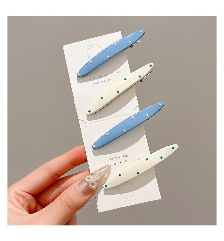 Korean Blue and White Polka Dot Cream Hairpin Fashionable Oil-dripping ...