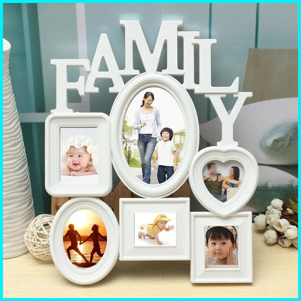 Family Photo Frames Wall Hanging Combination 6 Pictures Holder Display ...
