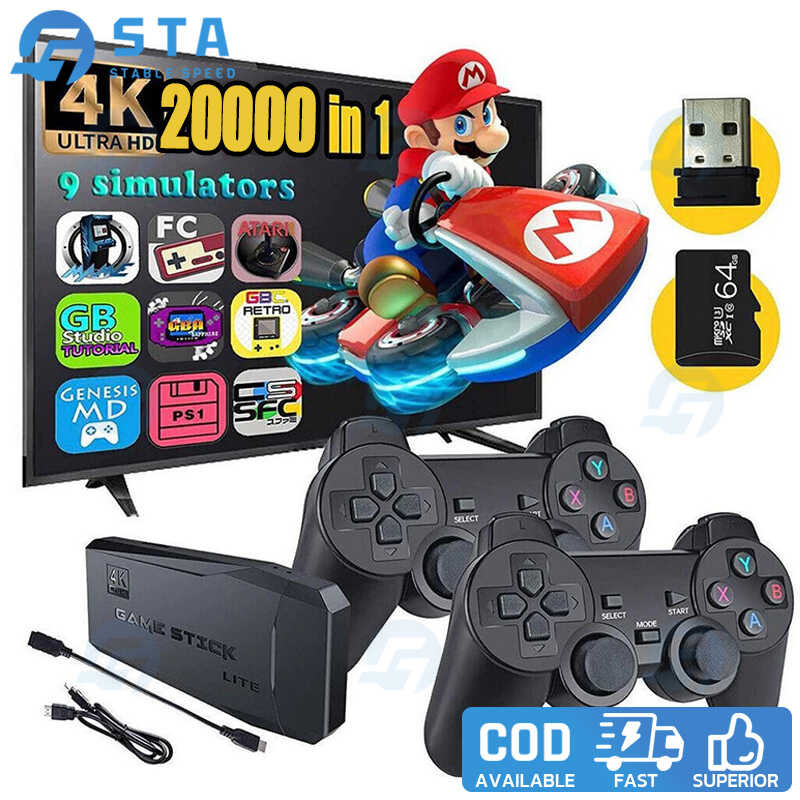 [64Gb 20000 Games] M8 Pro Mini Game Console 4K Gamestick Classic Double ...