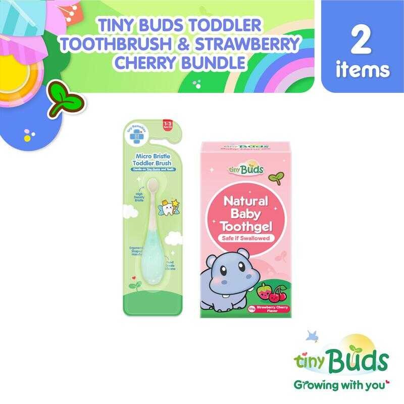 Tiny Buds Micro Bristle Toddler Brush And Stage 1 Baby Toothgel ...