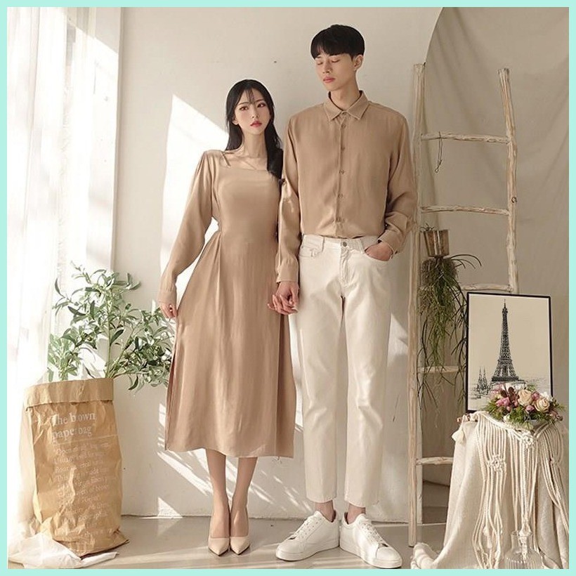 Beautiful men's and women's bag Double shirts Set Korean long shirt ...
