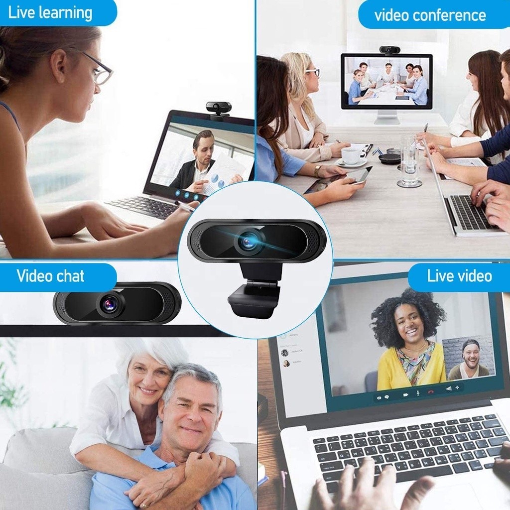 Black 1080P HD Webcam for PC Laptop Online Class USB Web Camera with ...