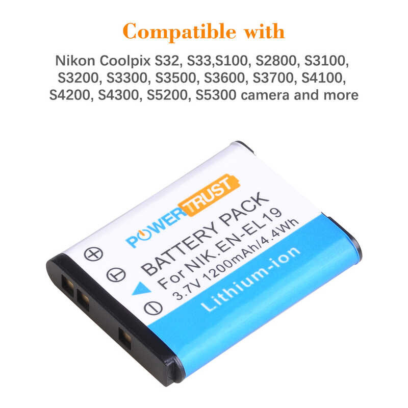 EN-EL19 ENEL19 Battery for Nikon Coolpix W150 S32 S100 S2800 S3200 ...