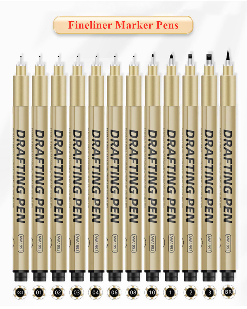 Ossayi 6/9/12 Pack Micron Fineliner Pen Manga Markers Needle Pen Art ...