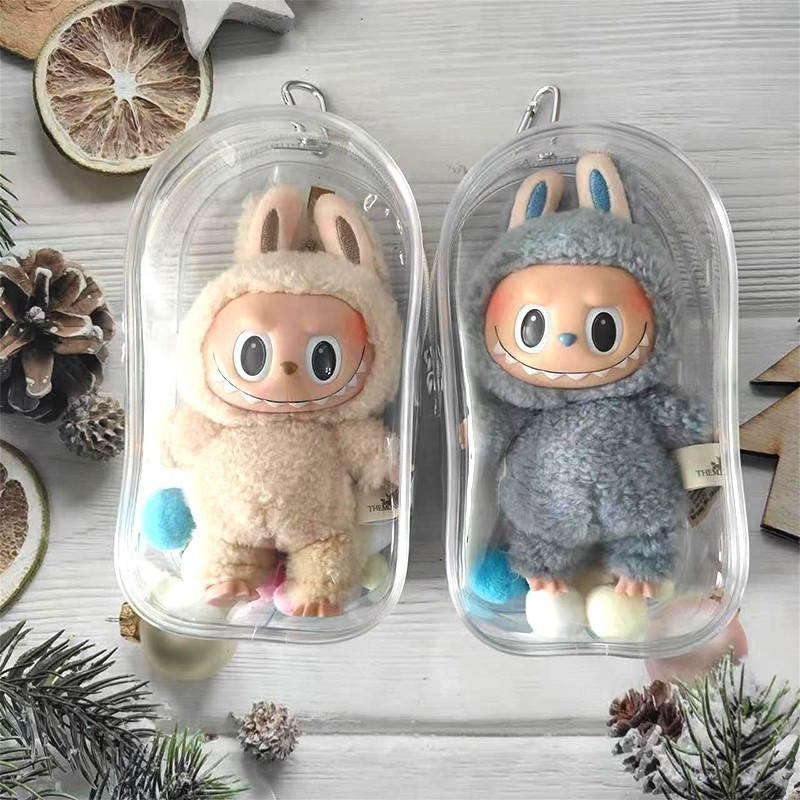 LABUBU Bag Cartoon PVC Transparent Waterproof Dustproof Plush Dolls ...
