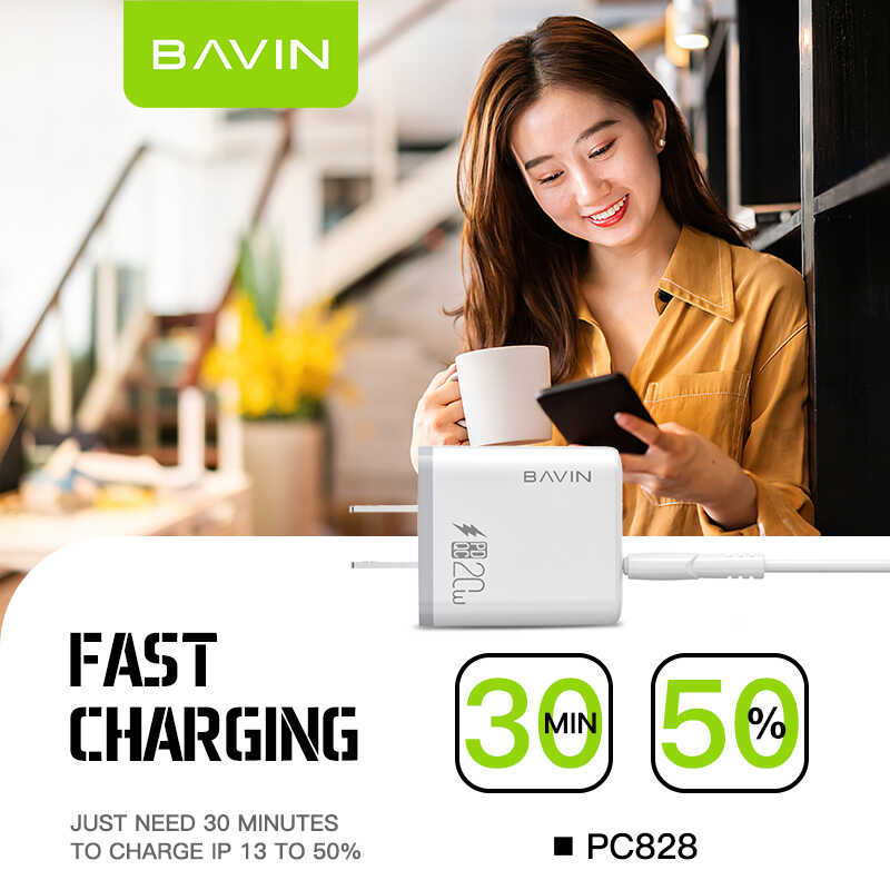 BAVIN COD Pc828 20W PD Super Fast Usb-C Port Portable Size Adapter Wall ...