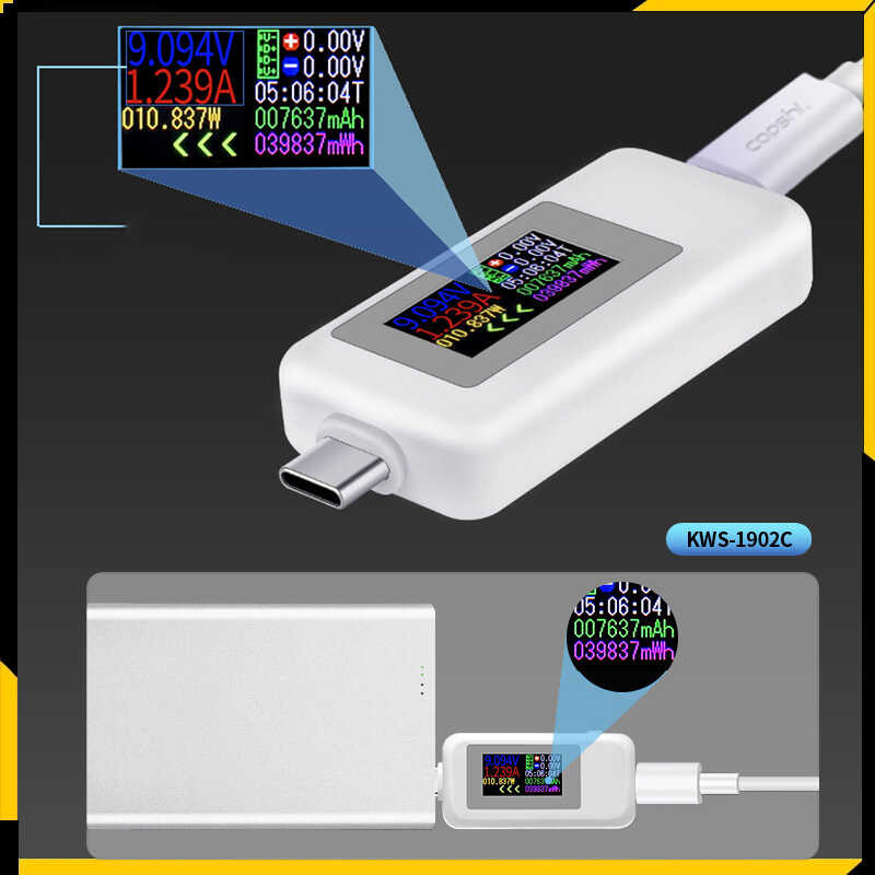 4-30V KWS-1902C Type-C Current and Voltage USB Color Screen ...